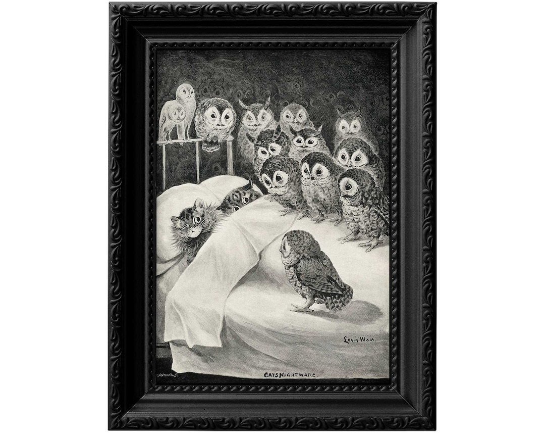 Louis Wain - Cats Nightmare. Cats and Owls Victorian Art Print. Living ...