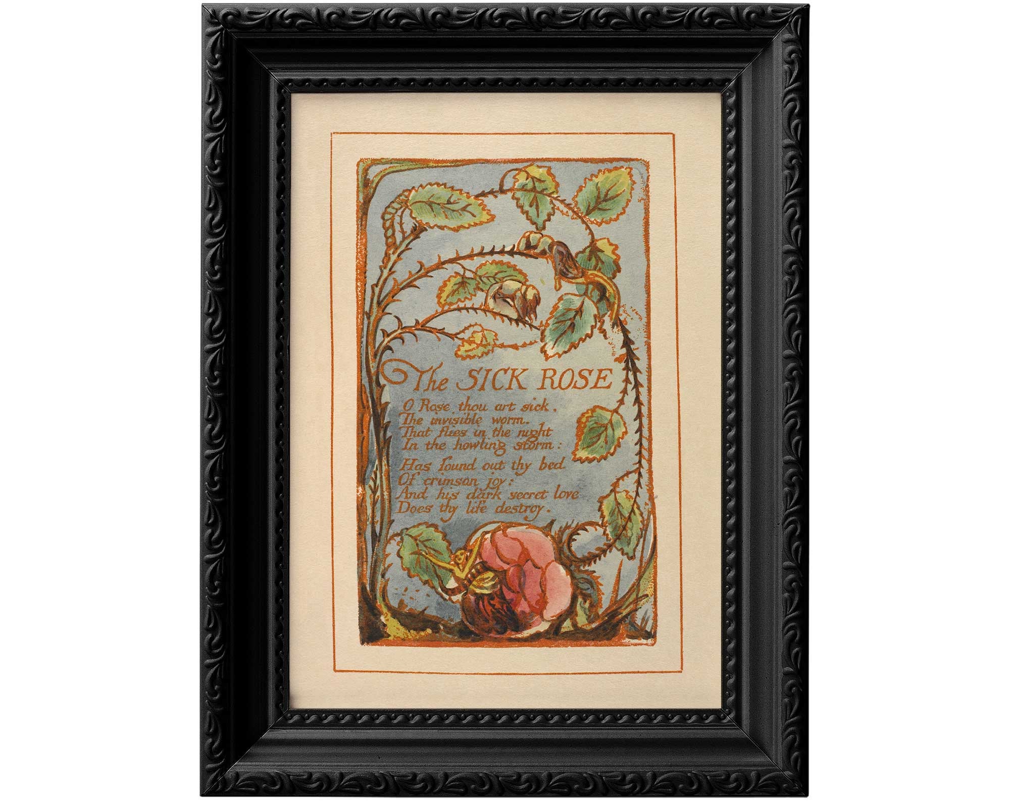 William Blake the Sick Rose. Reproduction Print From 18th Century ...