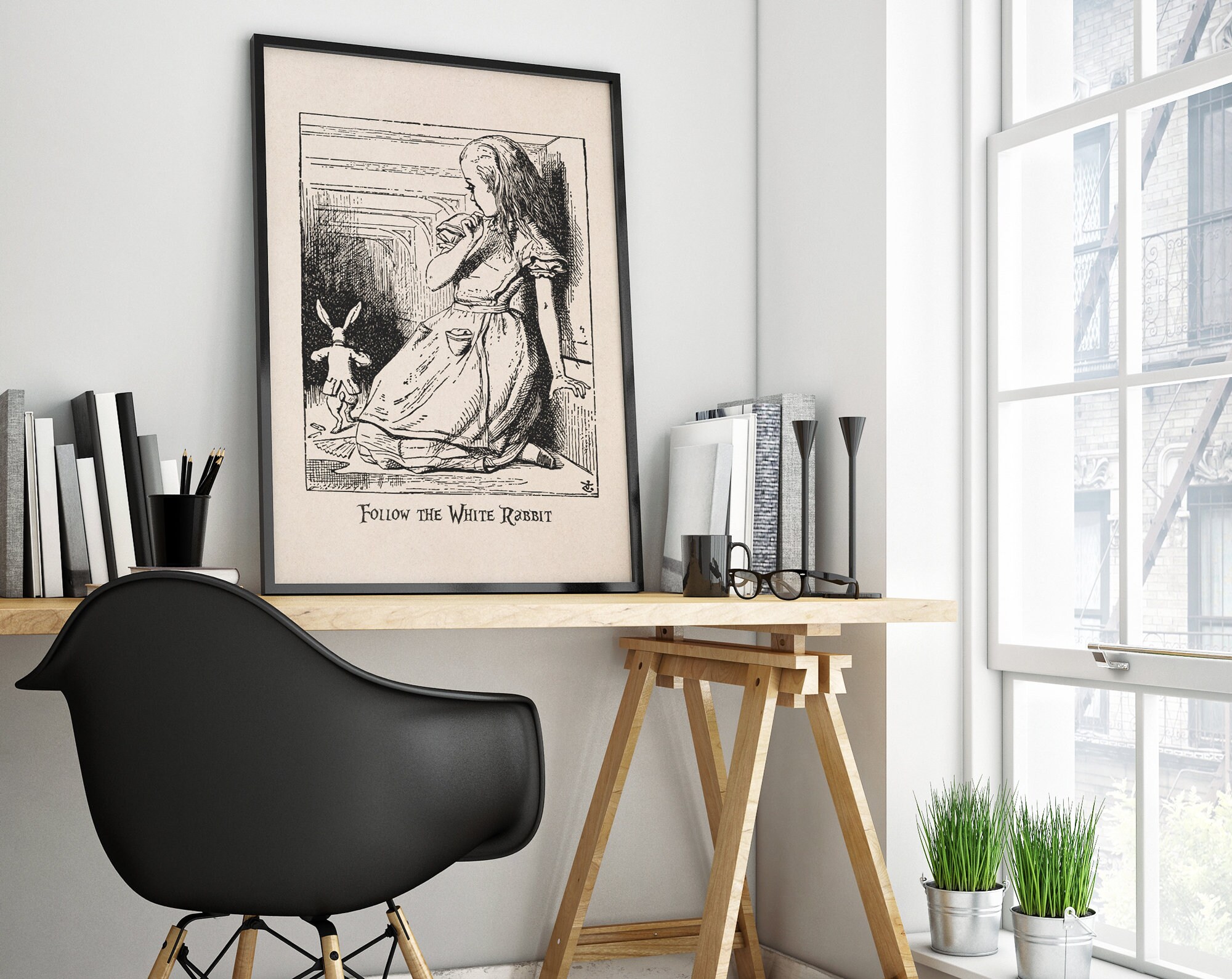 Alice in Wonderland Following the White Rabbit Down the Rabbit - Etsy