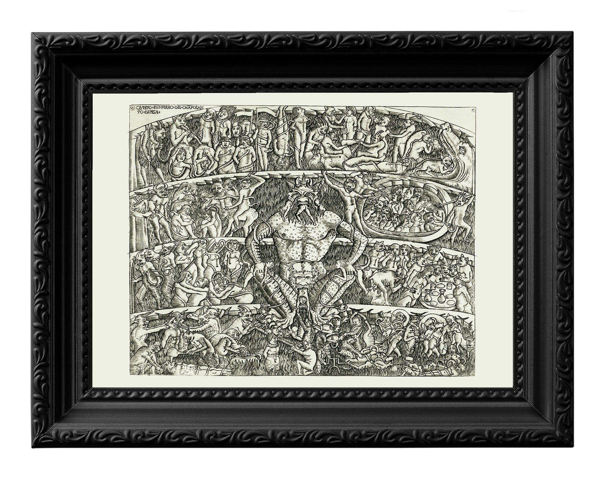 Hell With Enthroned Lucifer in the Center, as Described in Dantes ...