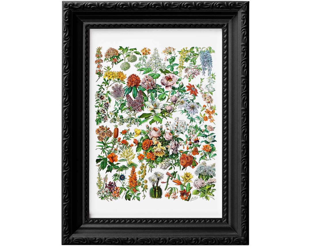 Flower Wall Art Print, Vintage Farmhouse Decor Floral Arrangements ...