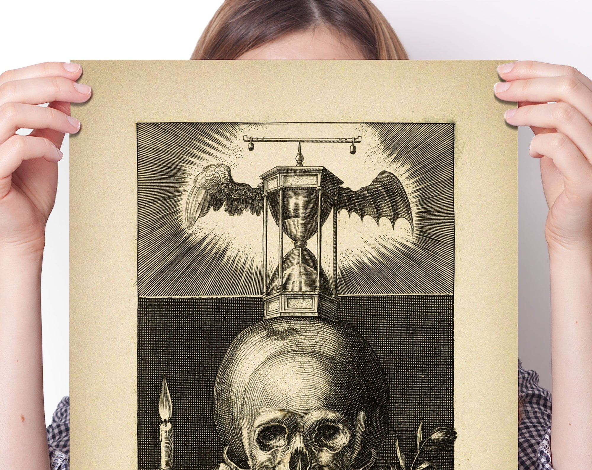 Memento Mori Skull And Hourglass 17th Century Engraving Etsy Uk