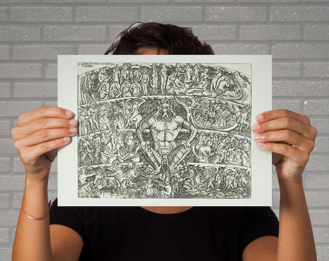 Hell With Enthroned Lucifer in the Center, as Described in Dantes ...