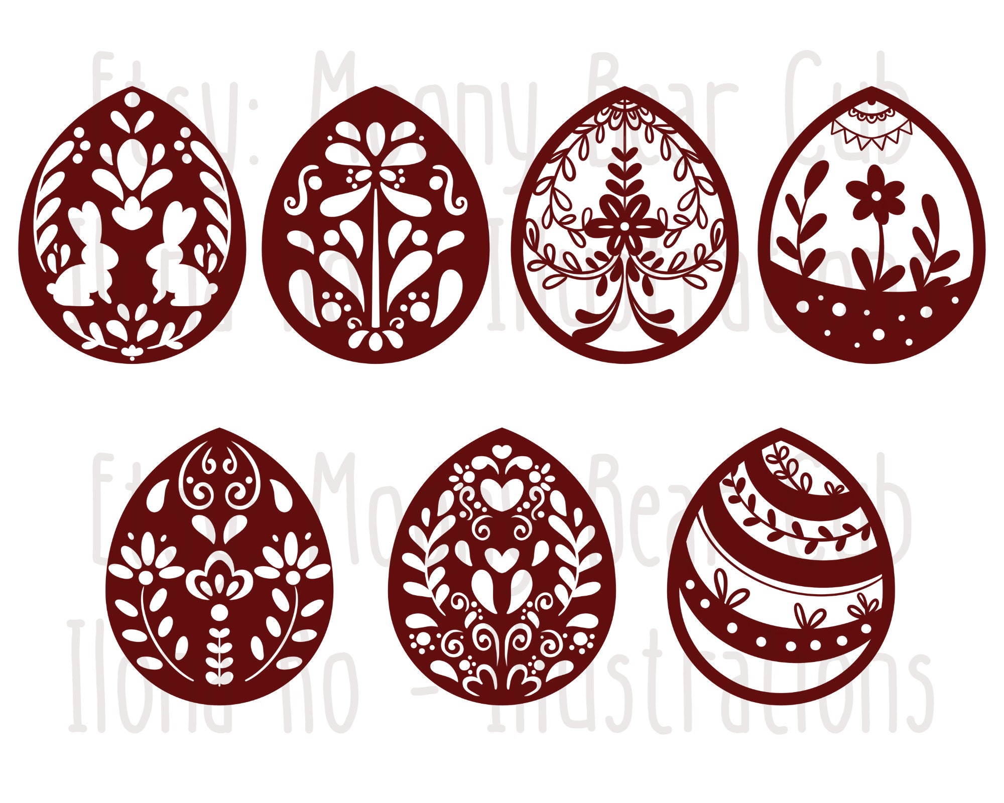 Easter Eggs Cut File, Folk Art SVG, Cricut Easter, PNG, SVG, Shadow Box ...