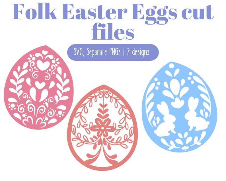 Easter Eggs Cut File, Folk Art SVG, Cricut Easter, PNG, SVG, Shadow Box ...