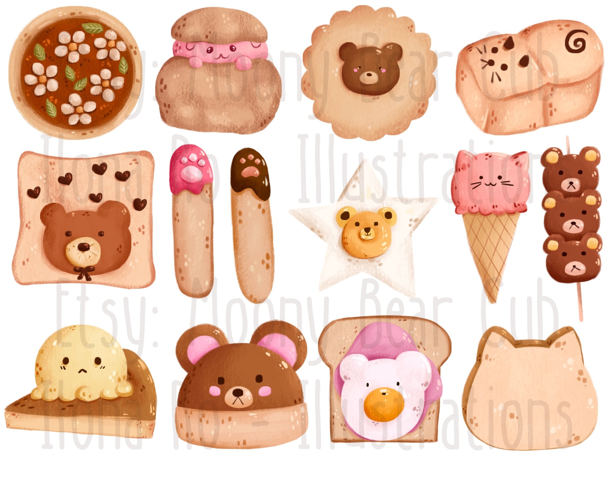 Cute Food Clipart, Kawaii Clipart, Cute Goodnotes Digital Stickers ...