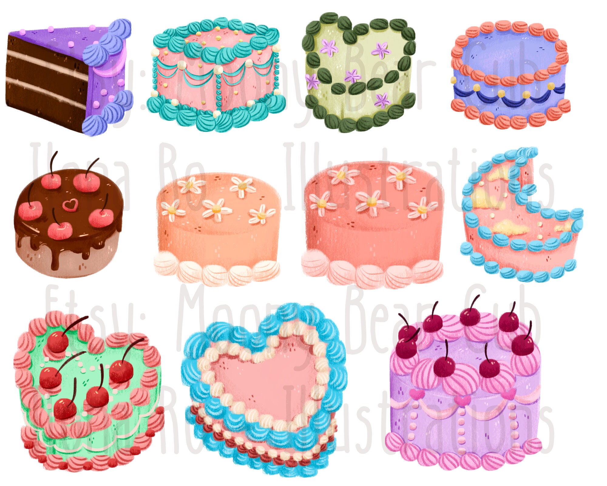 Vintage Birthday Cake Clip Art