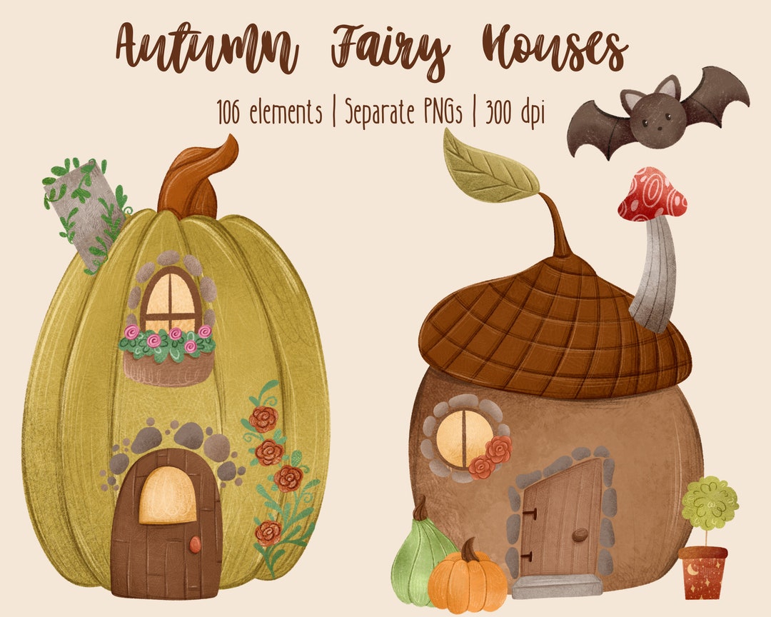 Autumn Fairy Houses Clipart Set | Create a Scene | Commercial Use ...