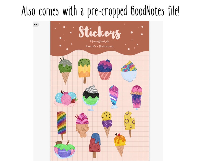 Rainbow Ice Cream Clipart, Digital Stickers for Goodnotes, Pre-cropped ...