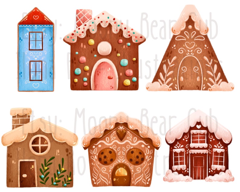 Gingerbread House Clipart, Folk Clipart, Goodnotes Digital Stickers ...