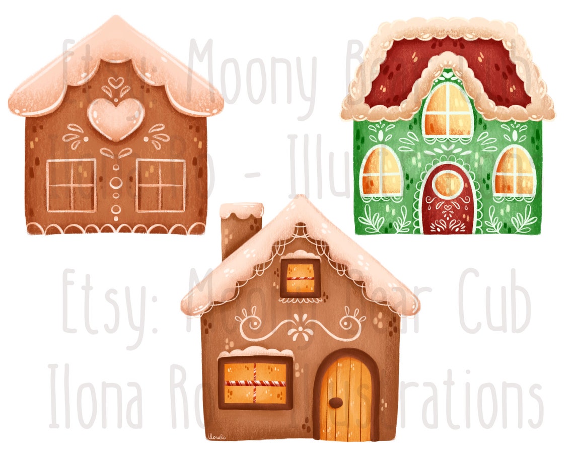 Gingerbread House Clipart, Folk Clipart, Goodnotes Digital Stickers ...