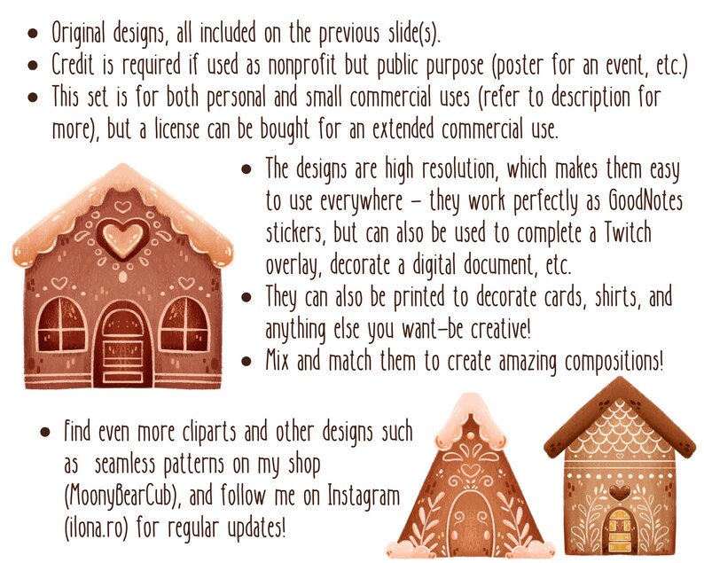 Gingerbread House Clipart, Folk Clipart, Goodnotes Digital Stickers ...