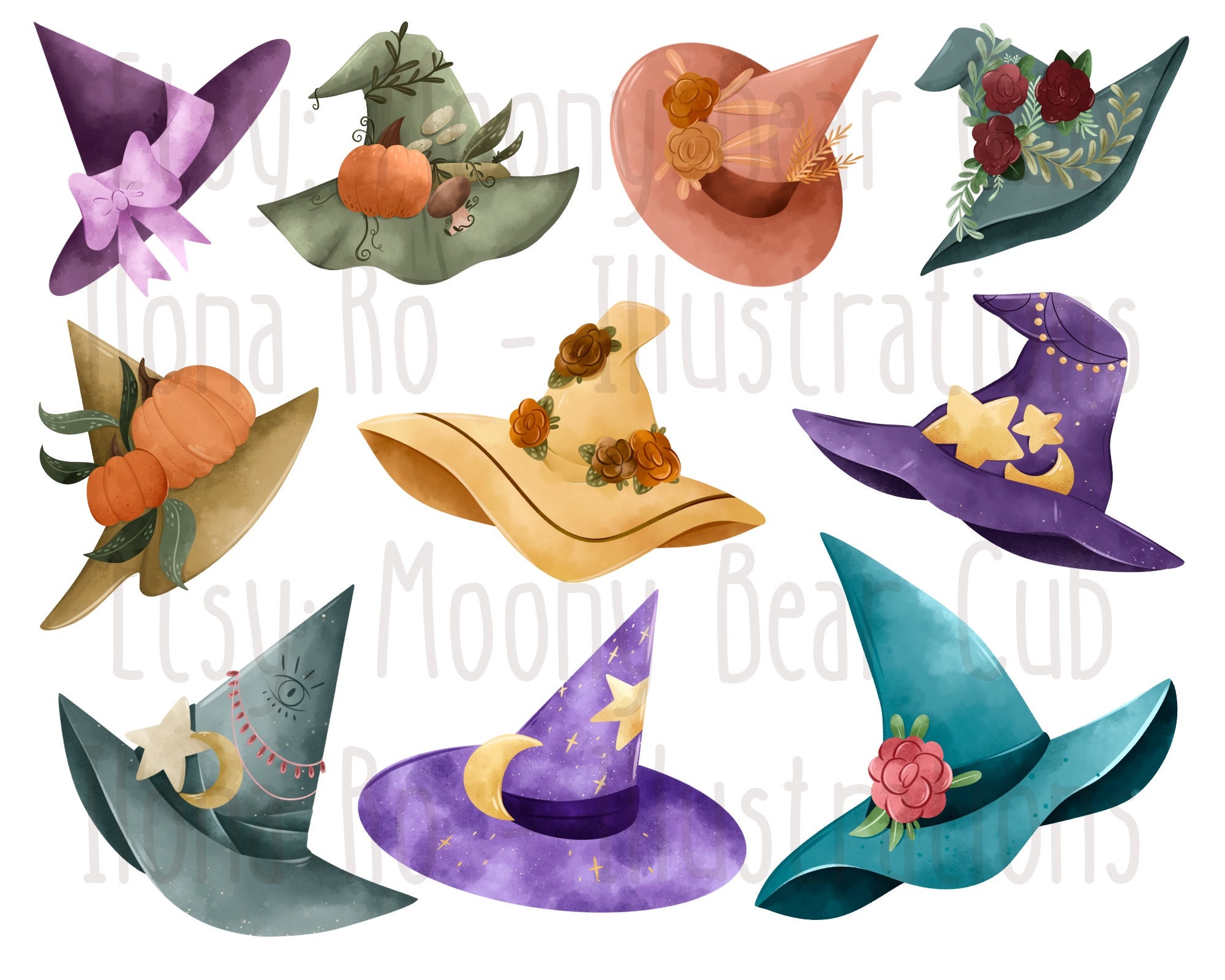 Halloween Witch Hat Clipart, Watercolor Clipart | Sublimation ...