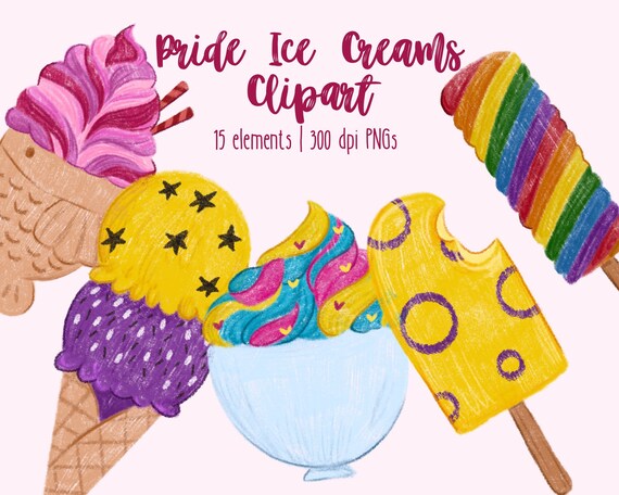 Rainbow Ice Cream Clipart Digital Stickers for Goodnotes | Etsy