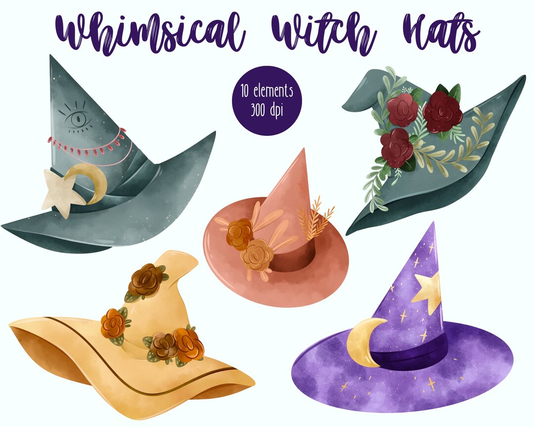 Halloween Witch Hat Clipart, Watercolor Clipart | Sublimation ...