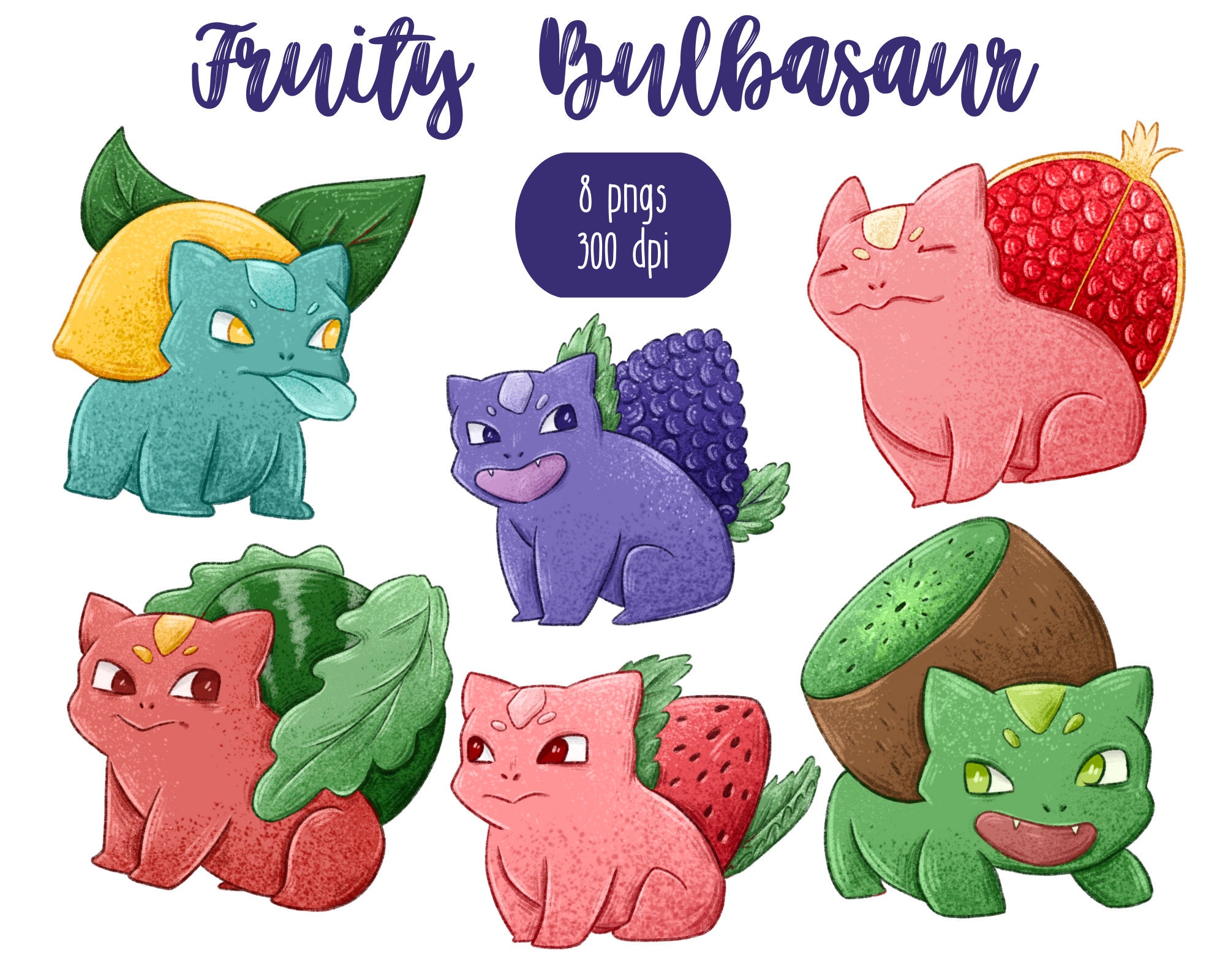 Clipart, 8 Fruity Bulbasaur Cute, Summer, Fruit Clipart Design ...