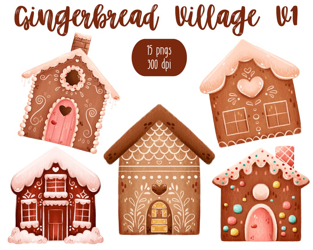 Gingerbread House Clipart, Folk Clipart, Goodnotes Digital Stickers ...