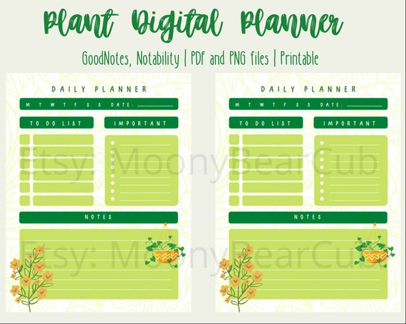 Undated Daily Planner Digital Printable Plants - Etsy