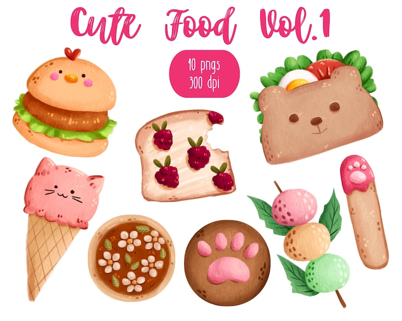 Cute Food Clipart, Kawaii Clipart, Cute Goodnotes Digital Stickers ...
