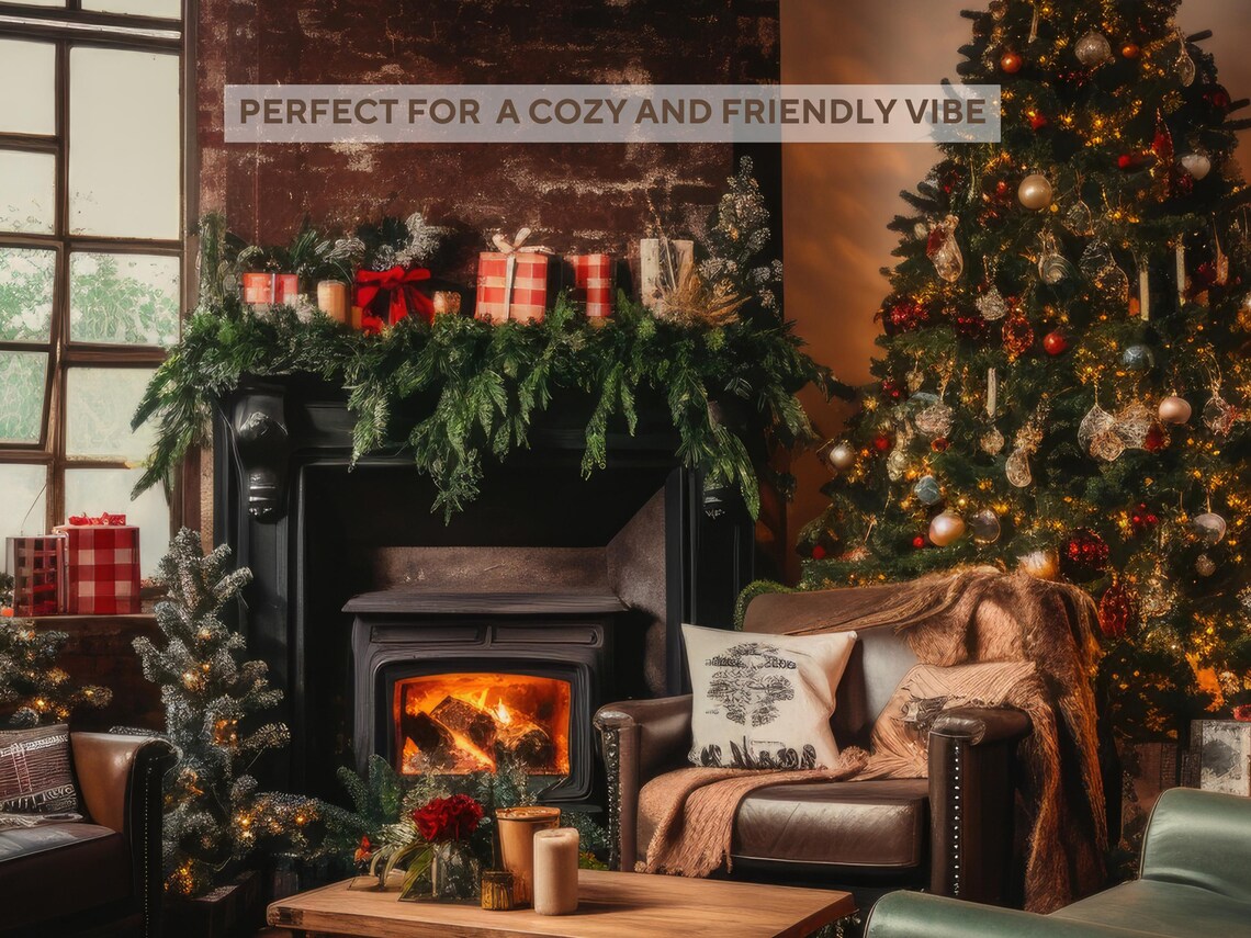 Christmas Tree Virtual Backgrounds: Festive Holiday Scenes (digital ...