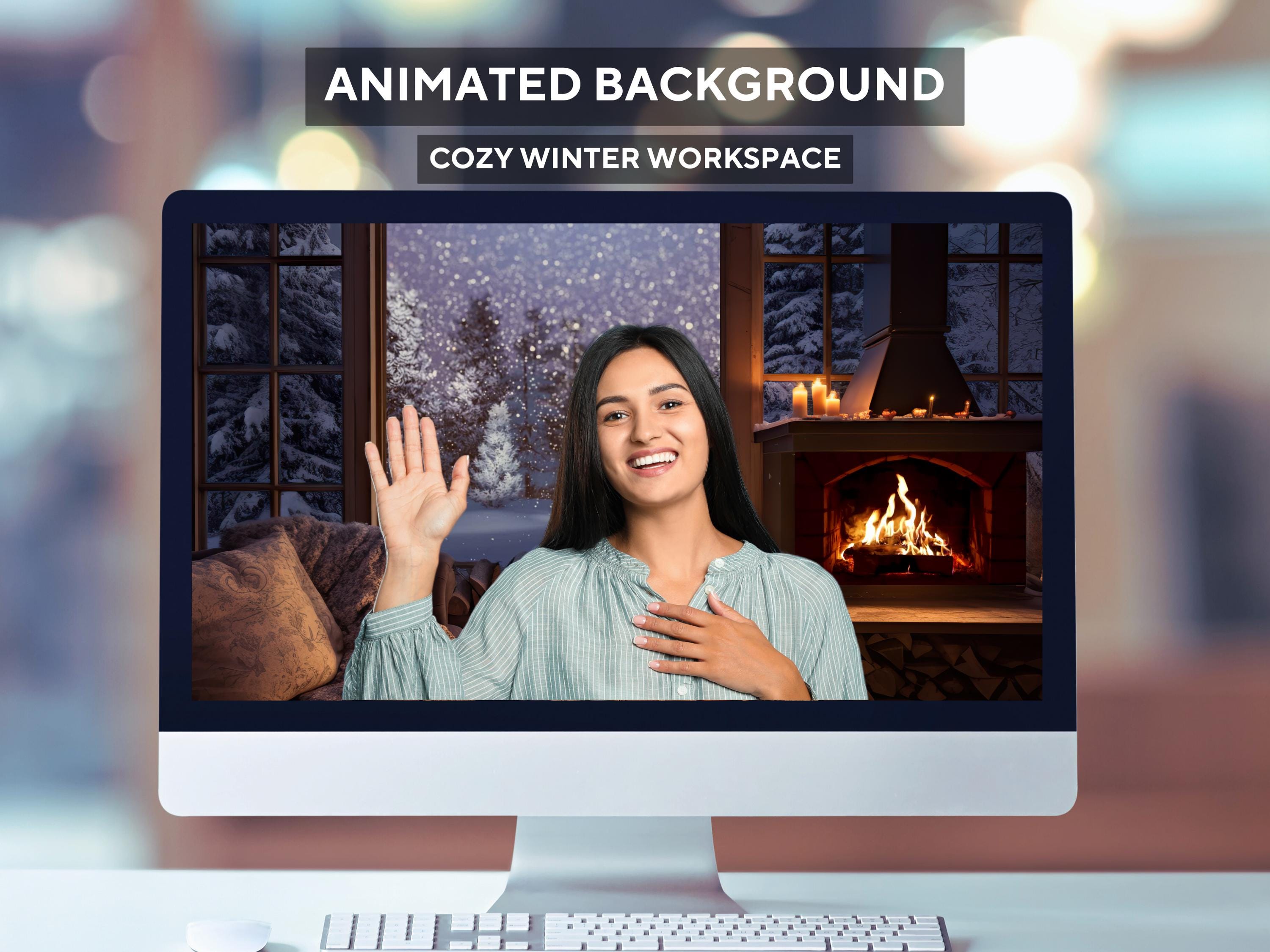 Cozy Winter Zoom Background | Animated Background With Snow and ...