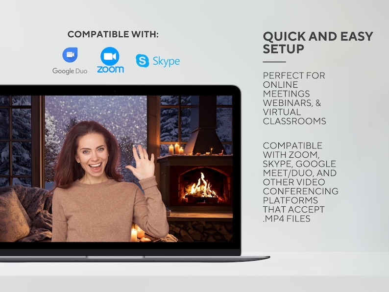 Cozy Winter Zoom Background | Animated Background With Snow and ...