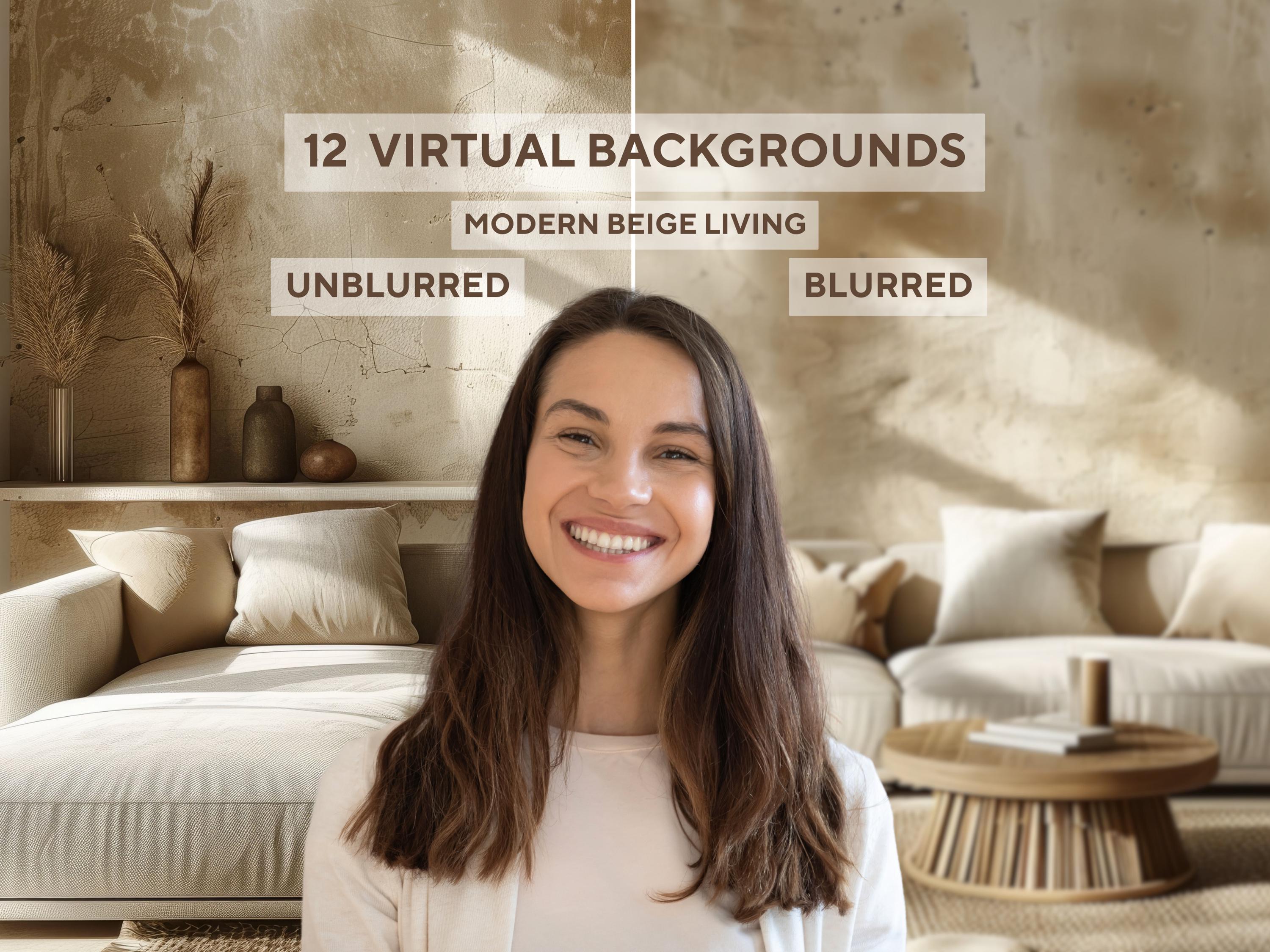 Modern Beige Living | Virtual Background 12-pack, Blurred & Unblurred ...