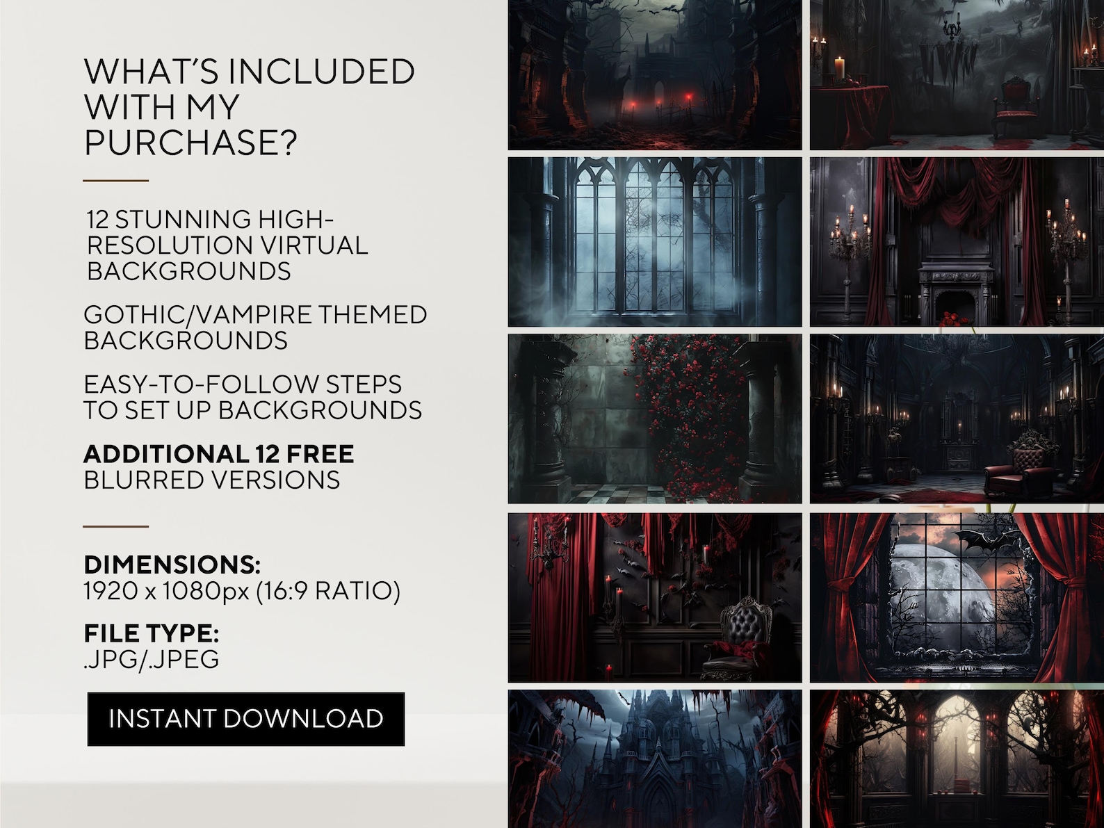 Gothic Lair Virtual Backgrounds | Halloween Zoom Backgrounds (digital ...