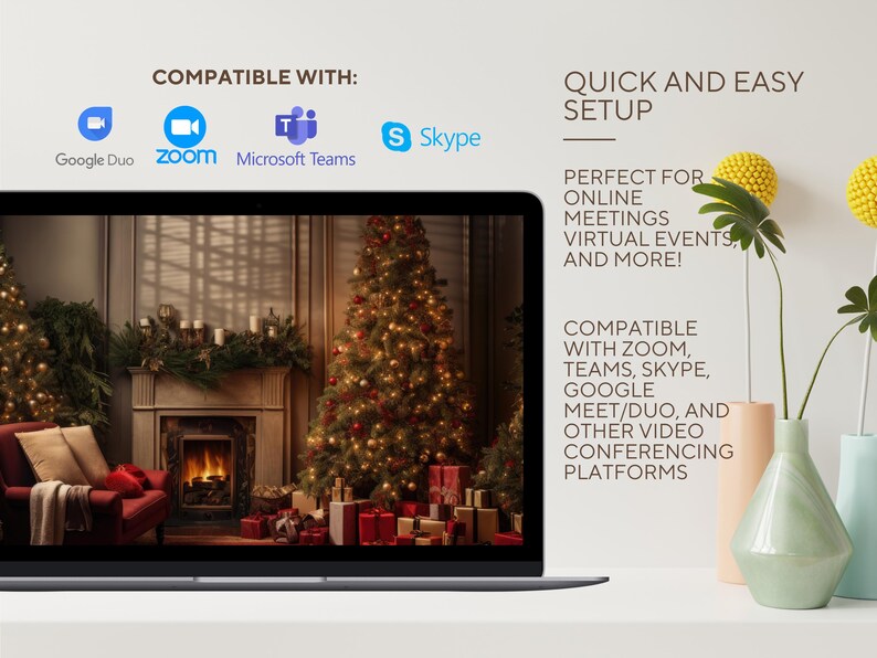 Christmas Tree Virtual Backgrounds: Festive Holiday Scenes (digital ...