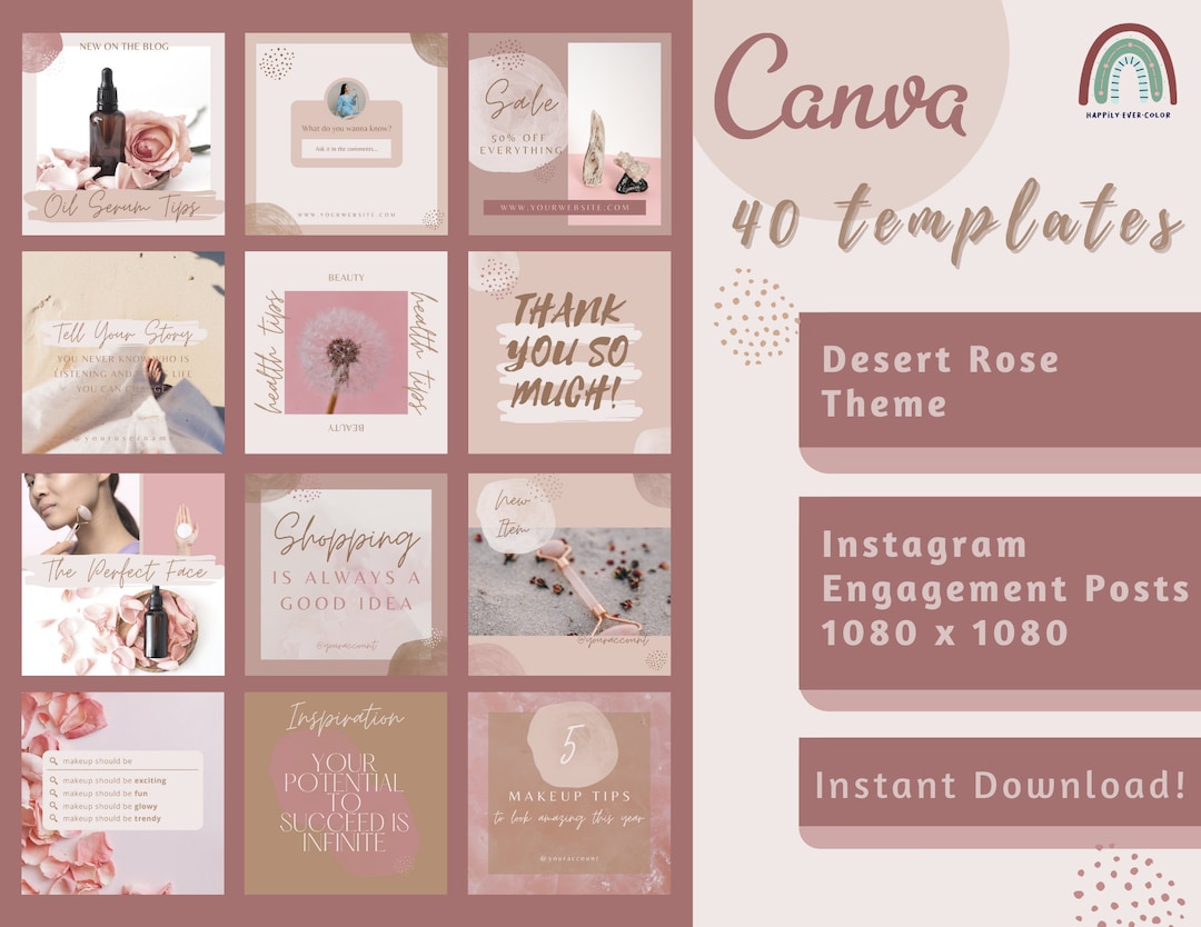 IG Template for Canva Instagram 40 Editable Social Media - Etsy