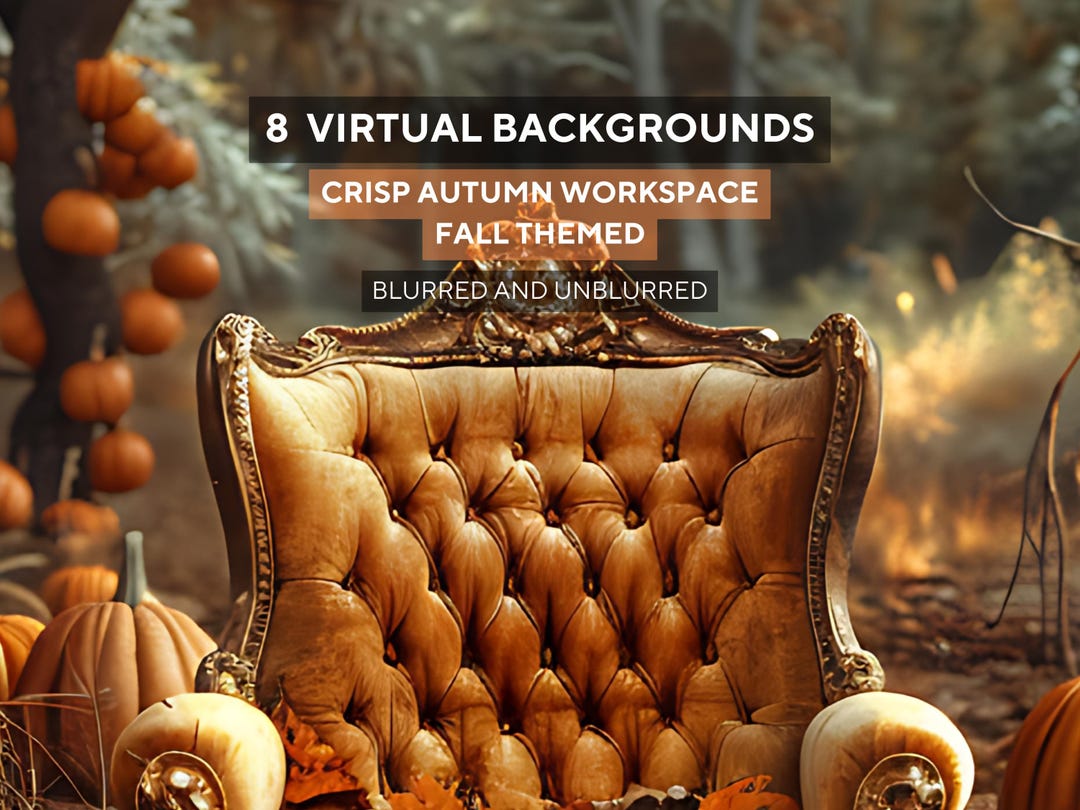 Fall Virtual Background: Autumn Workspace With Chair (8-pack Digital ...