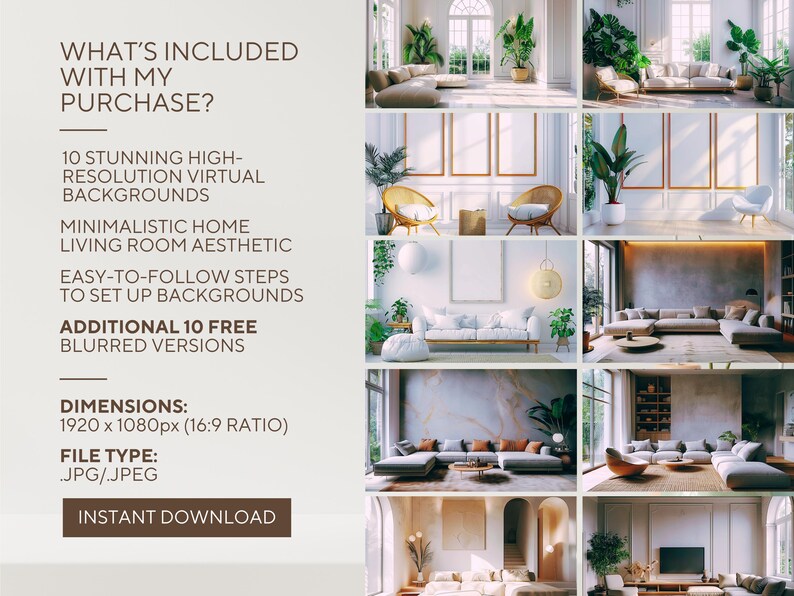 Minimalist Home Virtual Backgrounds: Blurred & Unblurred (digital ...