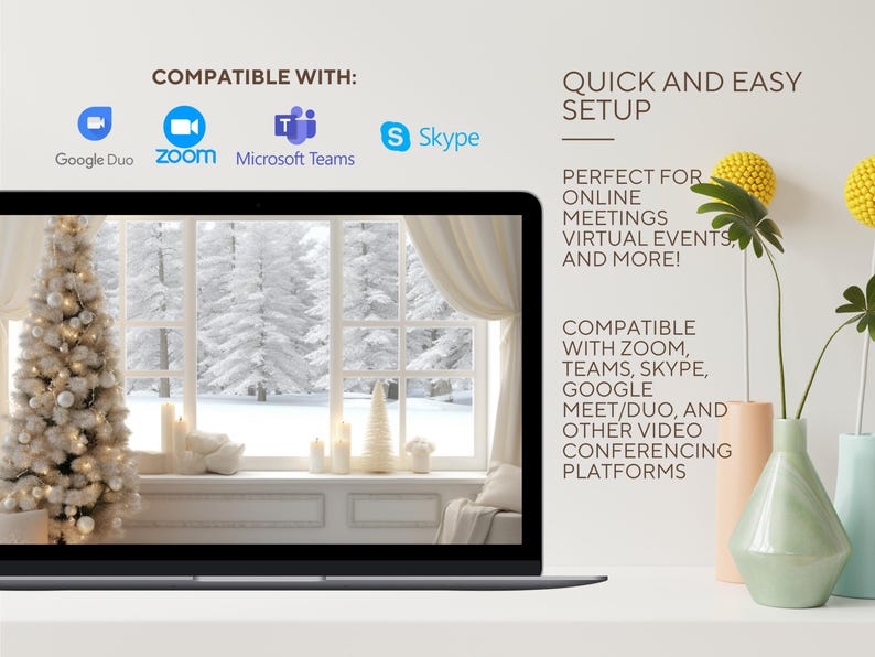 White Christmas Virtual Backgrounds: Winter Holiday Zoom/teams (digital ...