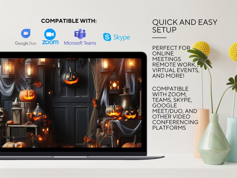 Halloween Virtual Backgrounds: Spooky Zoom Backdrop (digital Download ...