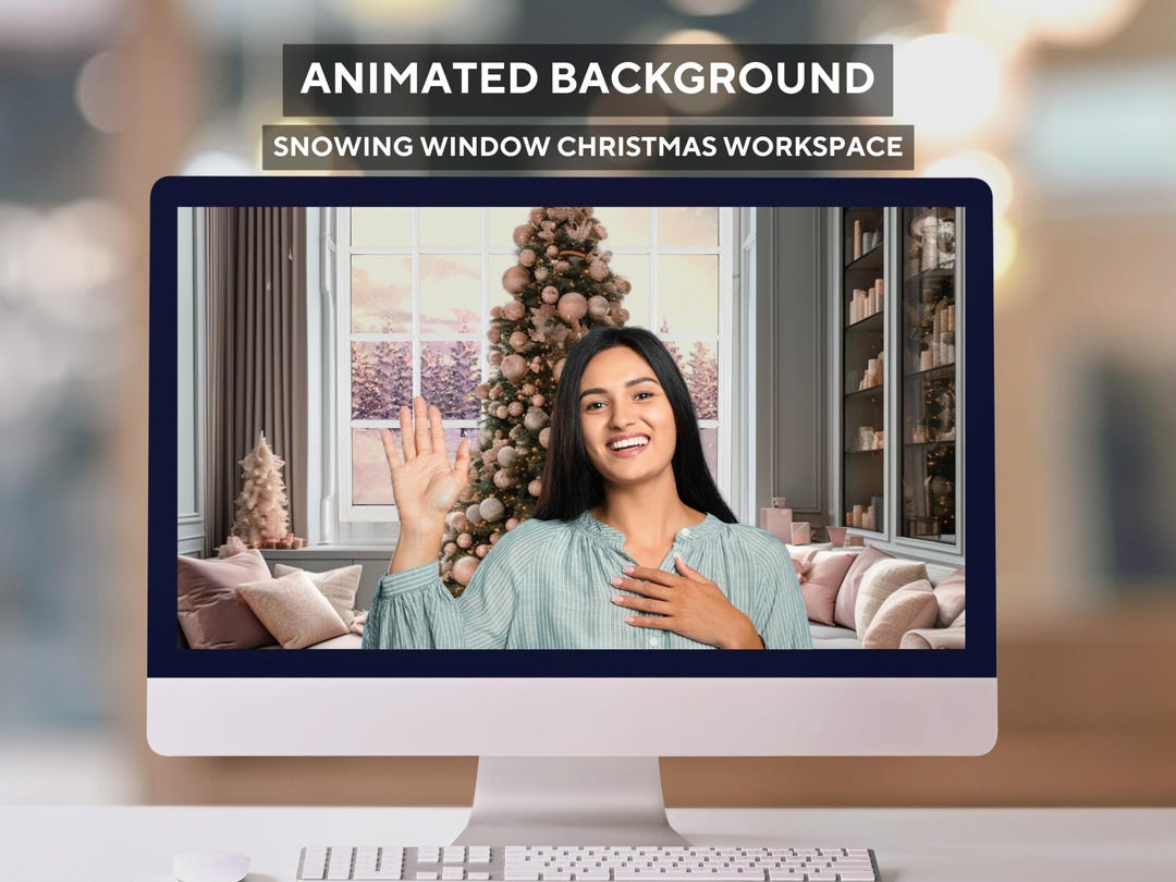 Snowing Christmas Tree Animated Background for Video Calls (digital ...