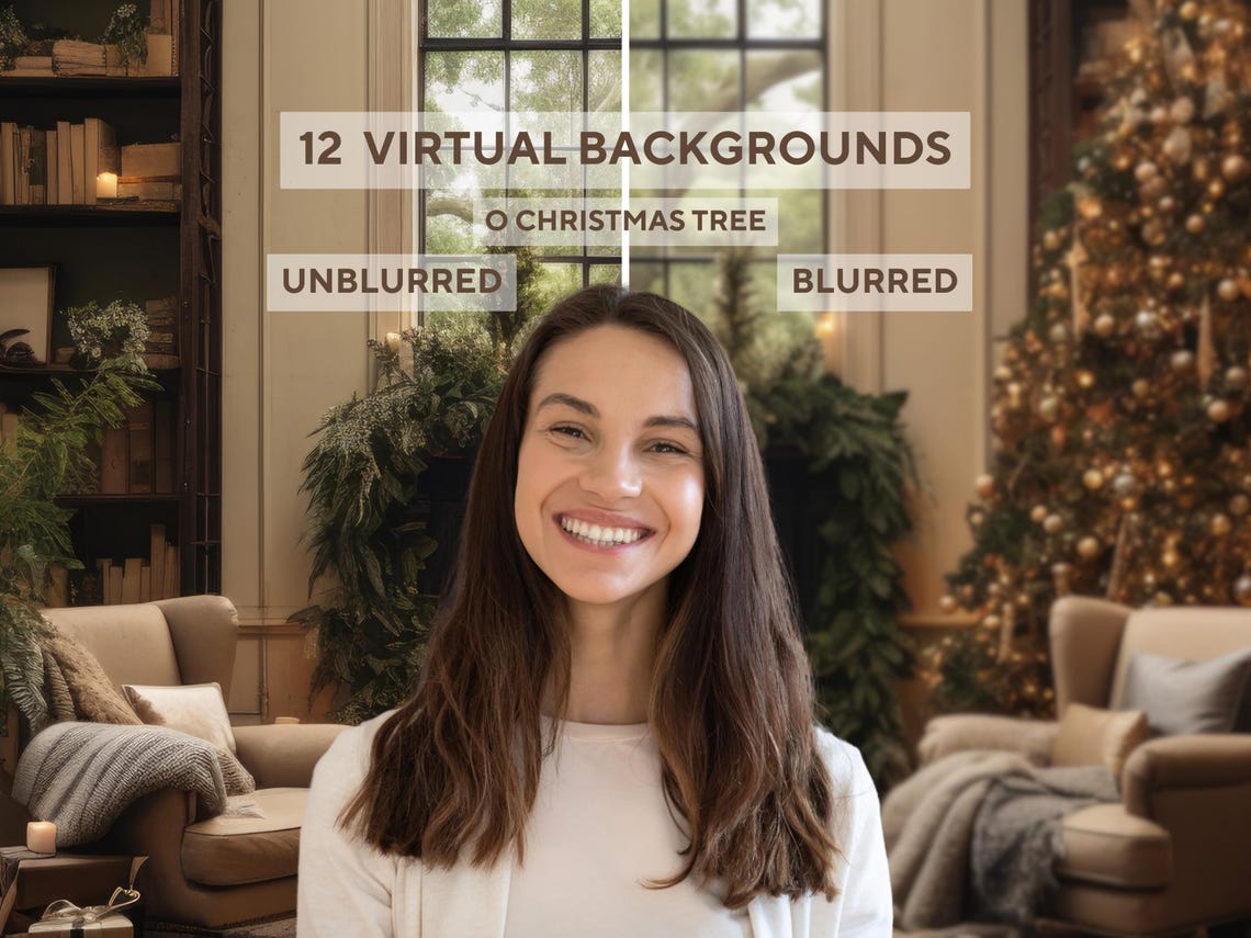 Christmas Tree Virtual Backgrounds: Festive Holiday Scenes (digital ...