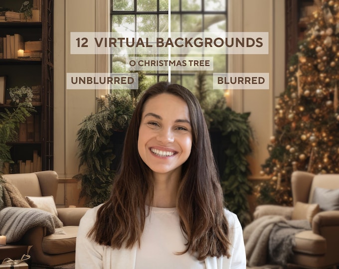 Christmas Virtual Backdrop, Zoom Background Home Office, Digital Xmas ...