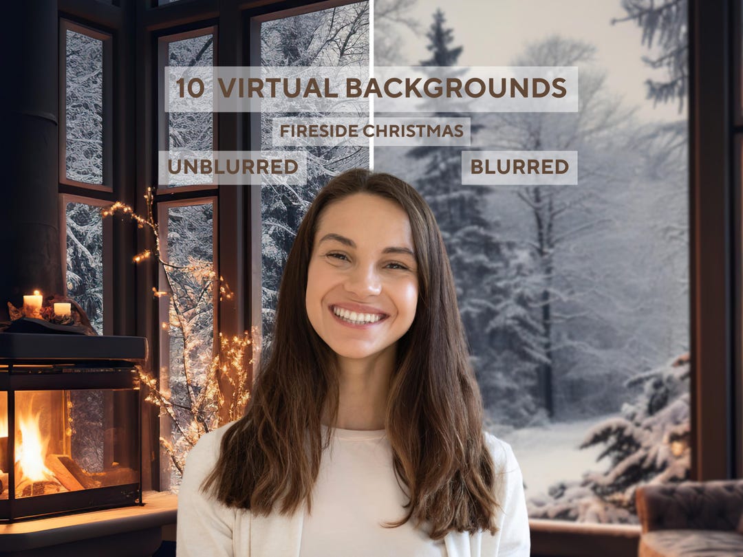 Fireside Christmas Virtual Backgrounds: Cozy Fireplace 10-pack (digital ...