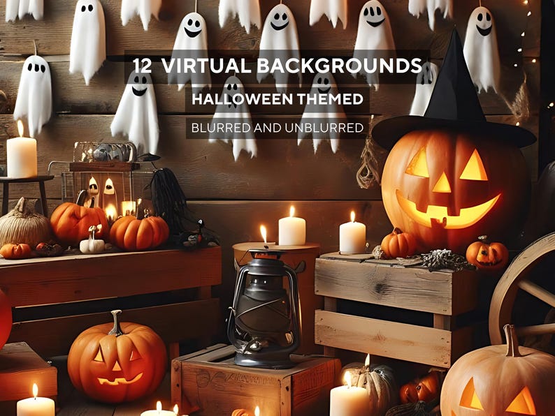 Halloween Virtual Background 12-pack, Zoom Background, Blurred ...
