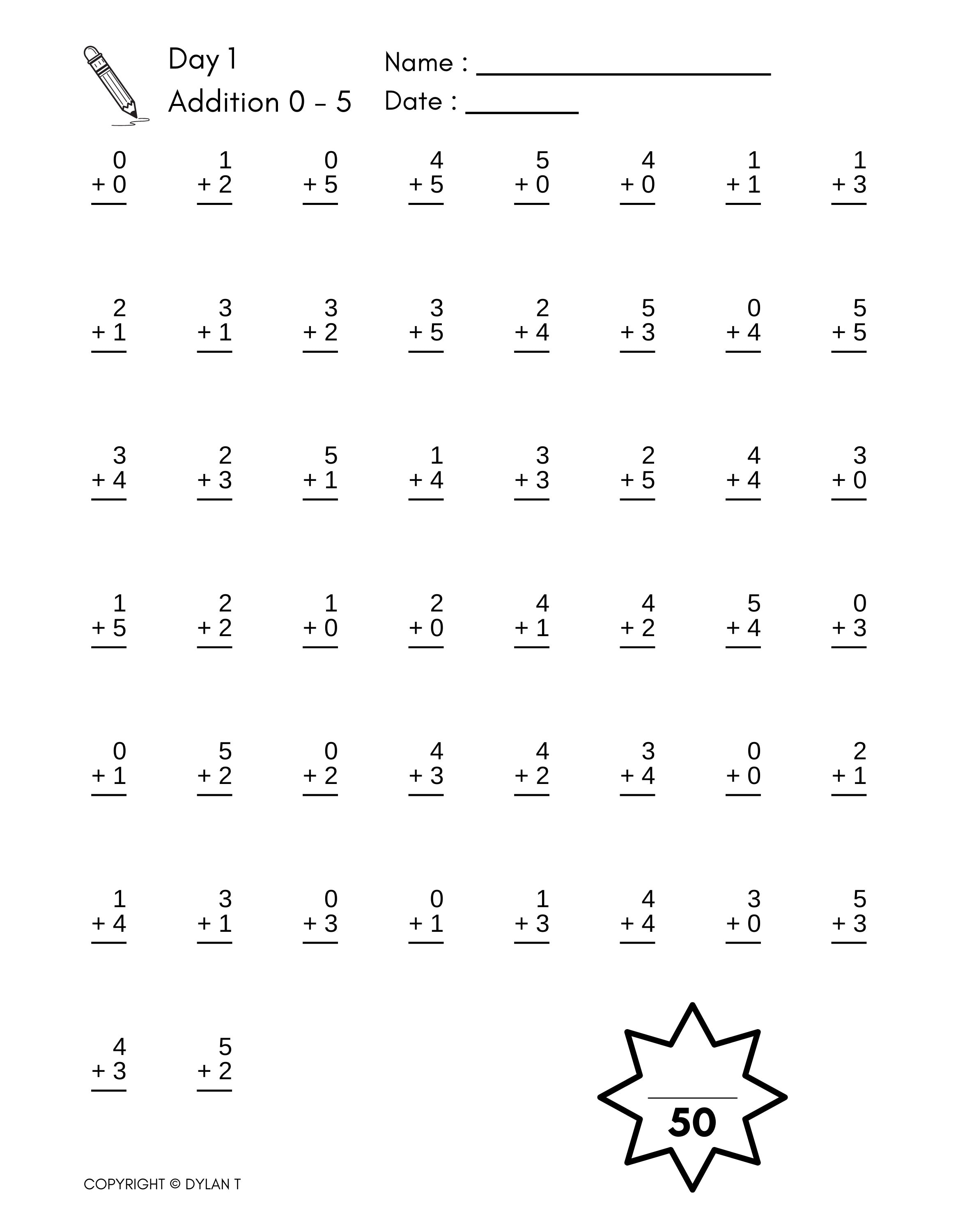 Printable Math Worksheets for Grade 1 : 100 Pages of Addition and ...