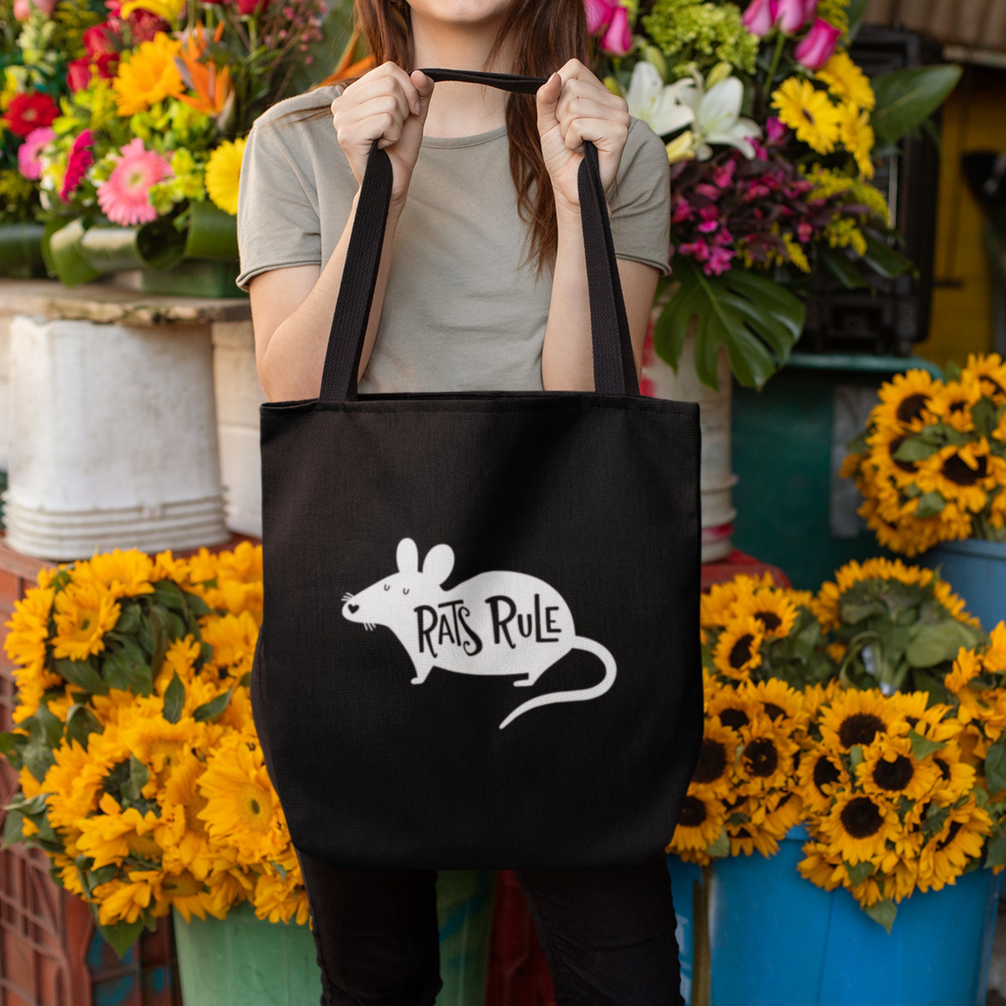 Rats Rule Tote Bag, Rat Tote Bag, Canvas Tote Bag, Custom Tote Bag, Rat ...