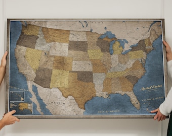 Personalized USA Travel Map Push Pin Map United States Pinboard Cork ...