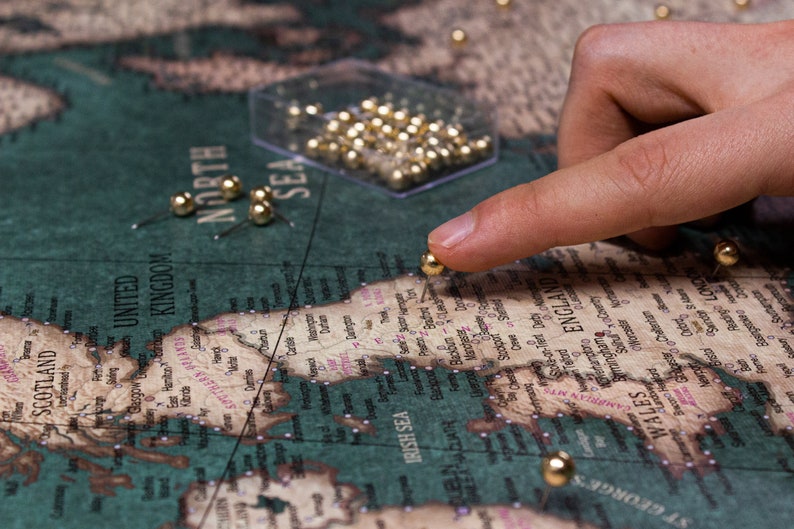 Detailed Map of Europe Pinboard Personalized Push Pin Map - Etsy