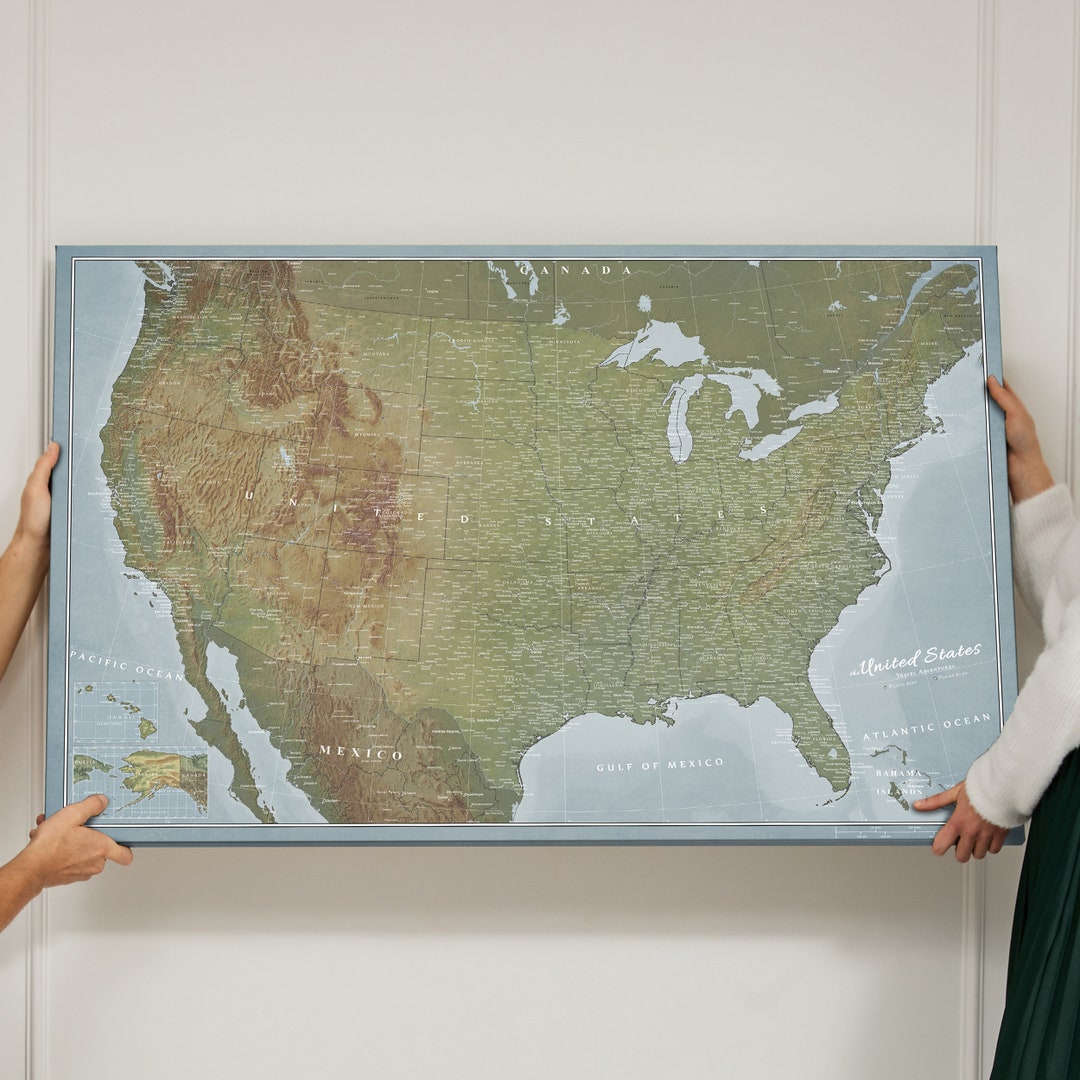 Personalized USA Travel Map Push Pin Map United States Pinboard Cork ...