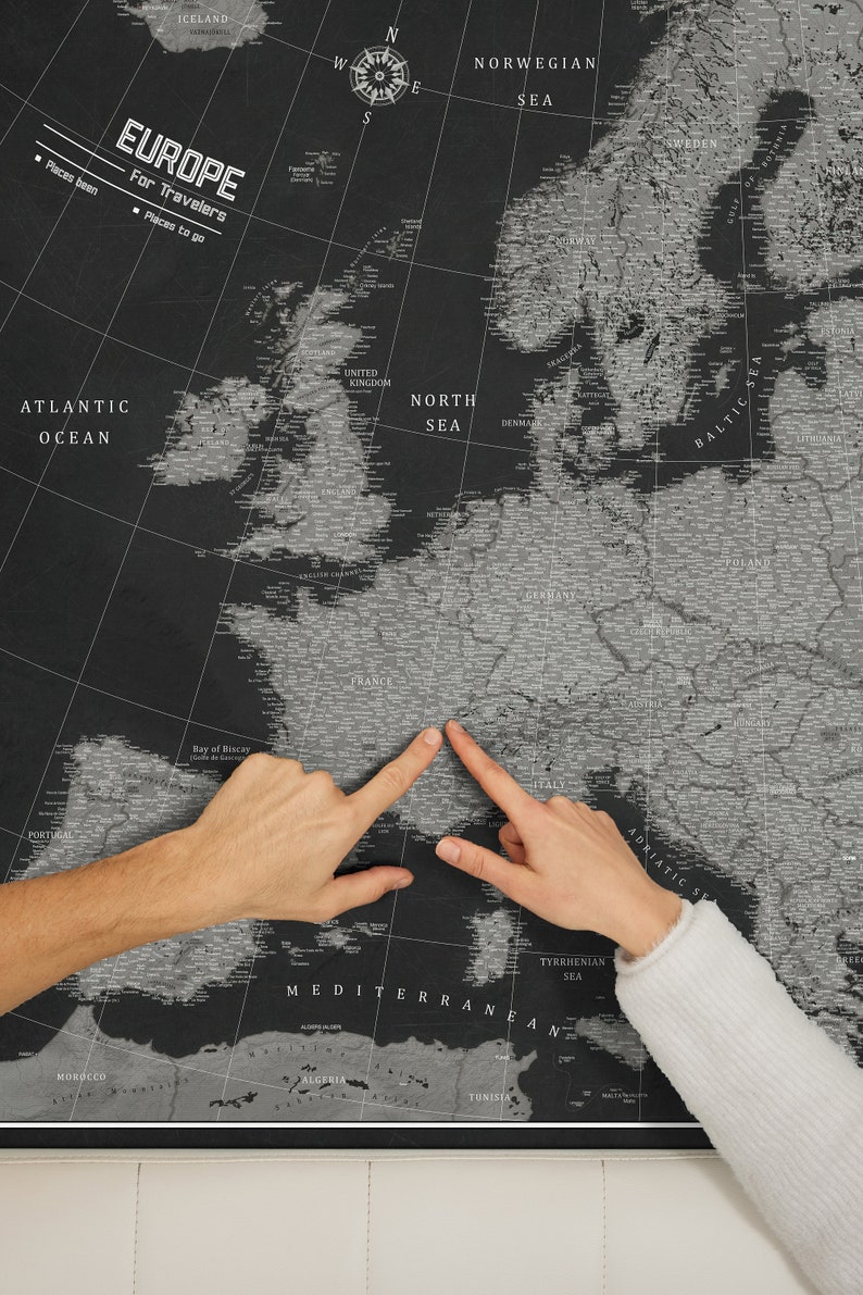 Detailed Map of Europe Pinboard Personalized Push Pin Map - Etsy