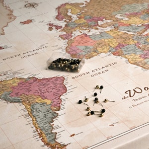 Personalized World Map - Push Pin Map - Pinboard Cork - Canvas Print ...
