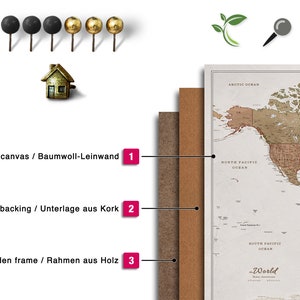 Personalized World Map - Push Pin Map - Pinboard Cork - Canvas Print ...