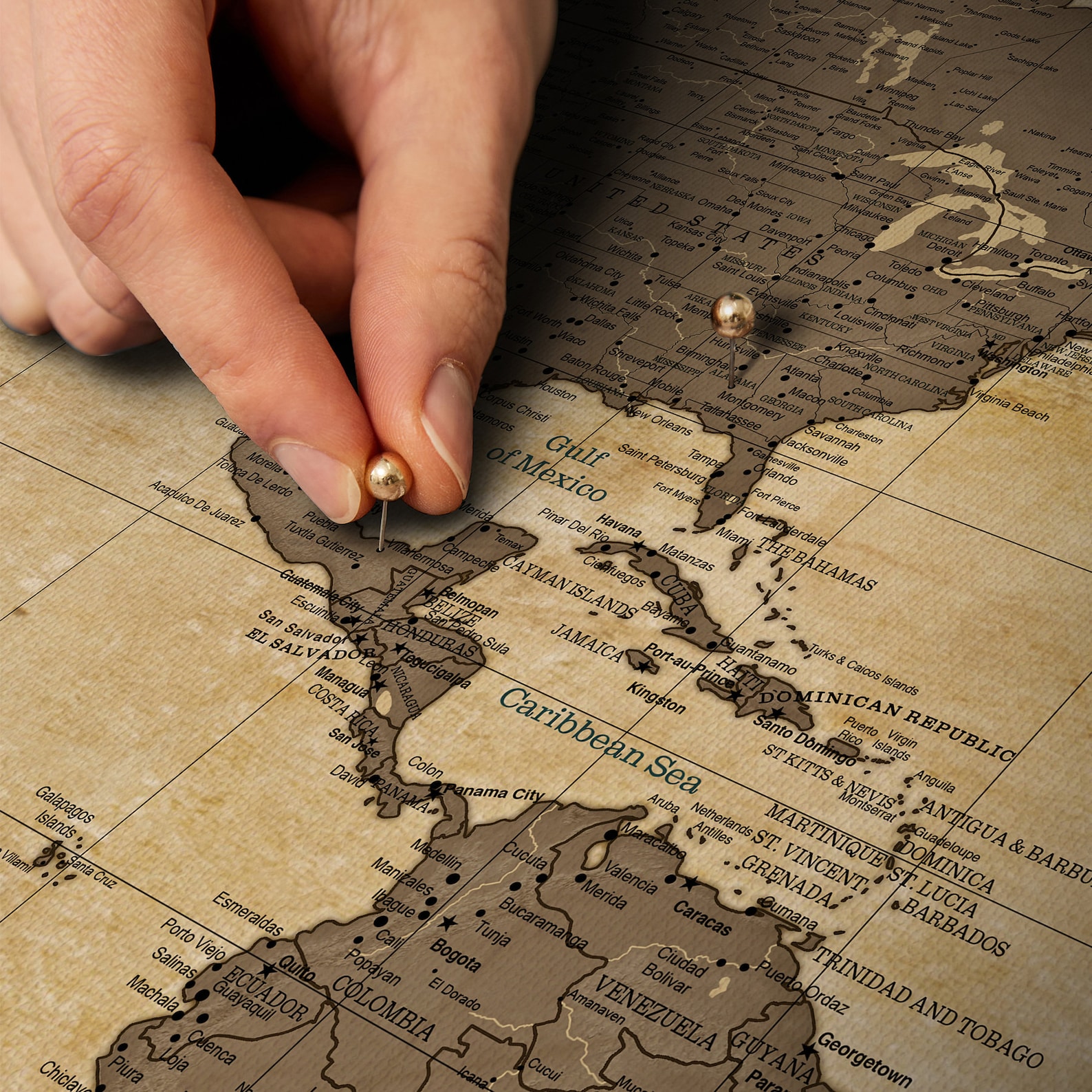 Personalized World Map - Push Pin Map - Pinboard Cork - Canvas Print ...