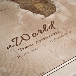 Personalized World Map Push Pin Map Pinboard Cork Canvas Print Gift for ...