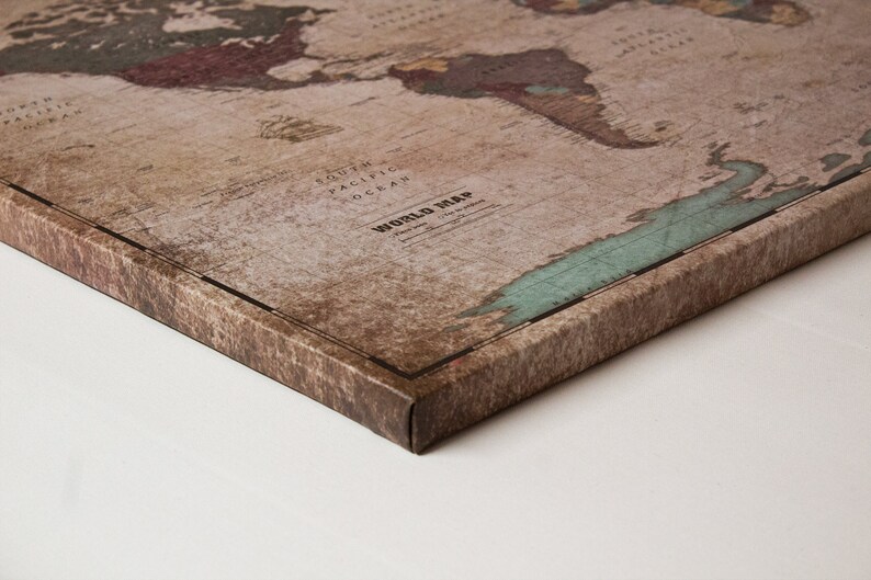 Personalized World Map Push Pin Map Pinboard Cork Canvas - Etsy